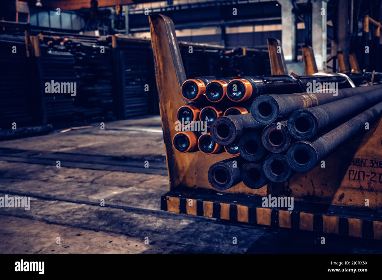 Drill pipes in steel factory ready to be delivered to oil extration ...