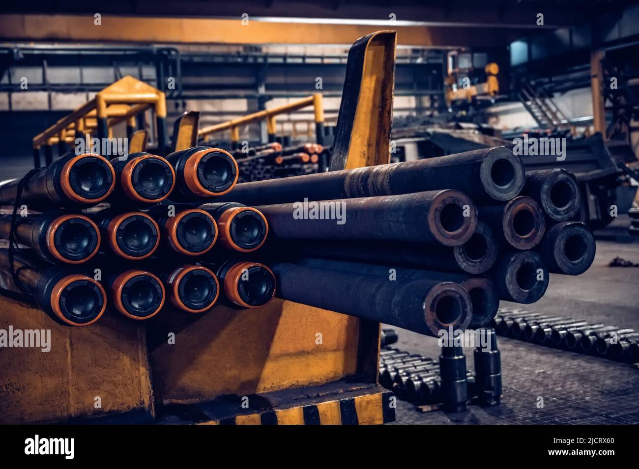Drill pipes in steel factory ready to be delivered to oil extration ...