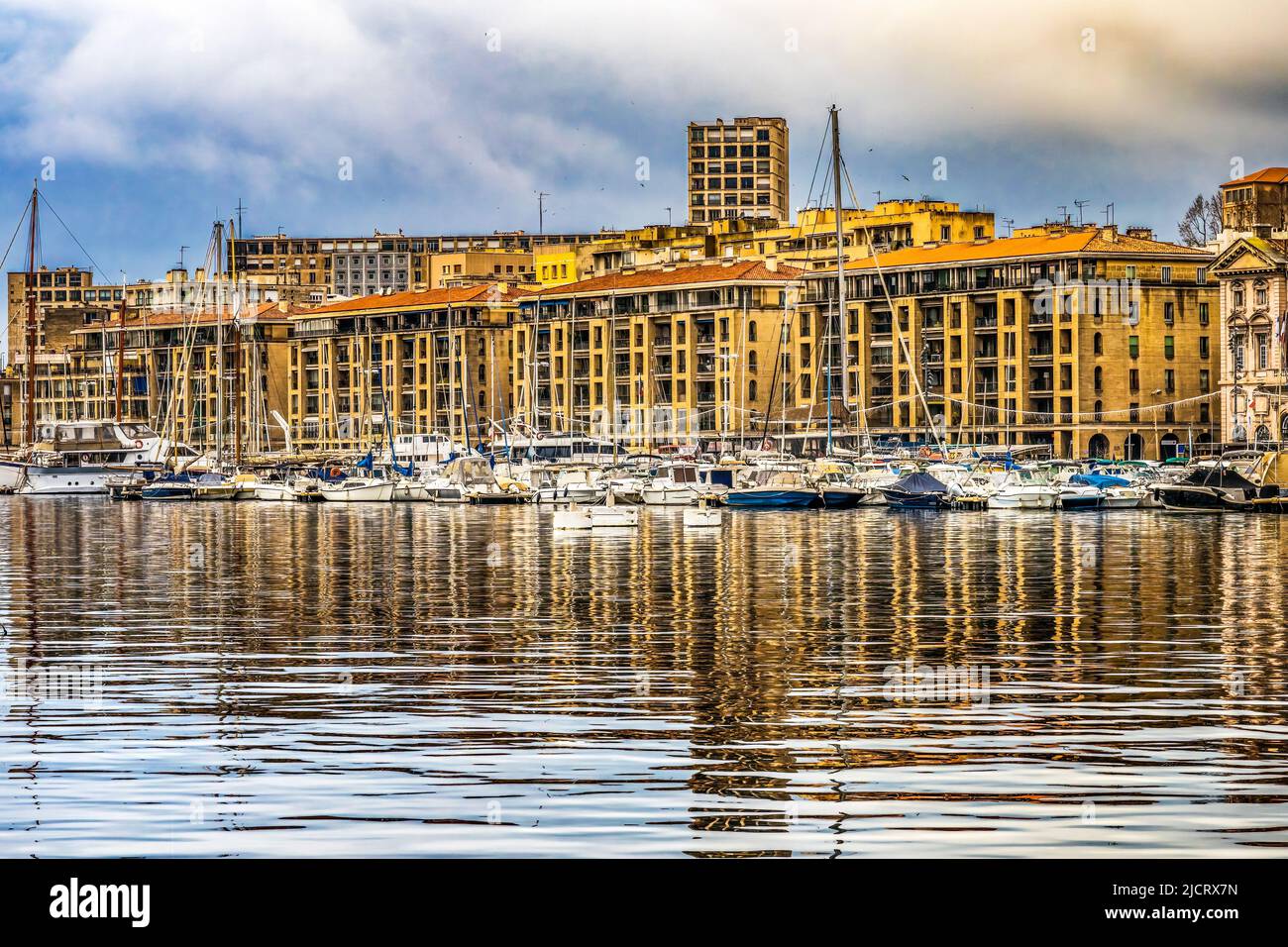 Colorful Marina Boats Yachts Waterfront Reflections Marseille France ...
