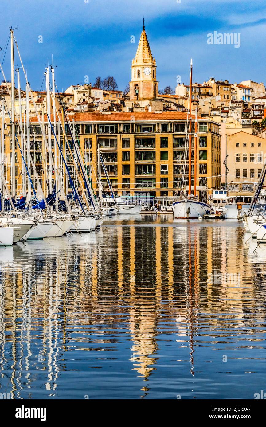Colorful Marina Boats Yachts Waterfront Reflections Stores Restaurants ...