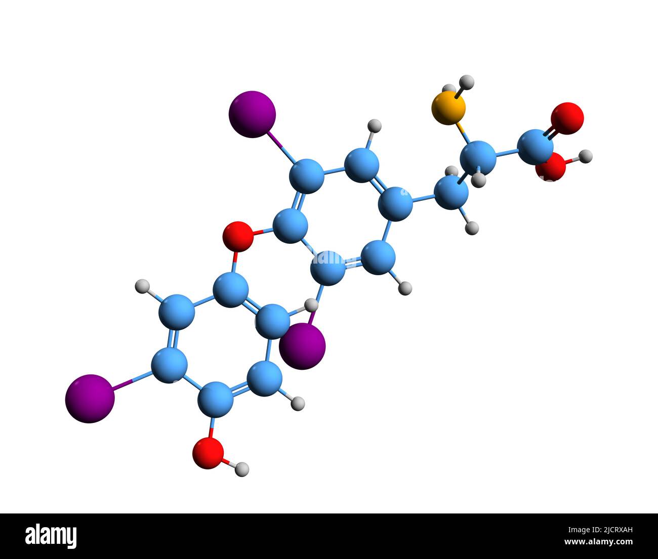 3D image of triiodothyronine skeletal formula - molecular chemical ...