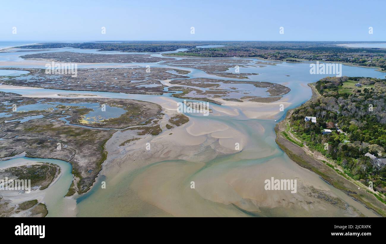 Nauset Marsh and Beach Aerial at Eastham, Cape Cod Stock Photo - Alamy