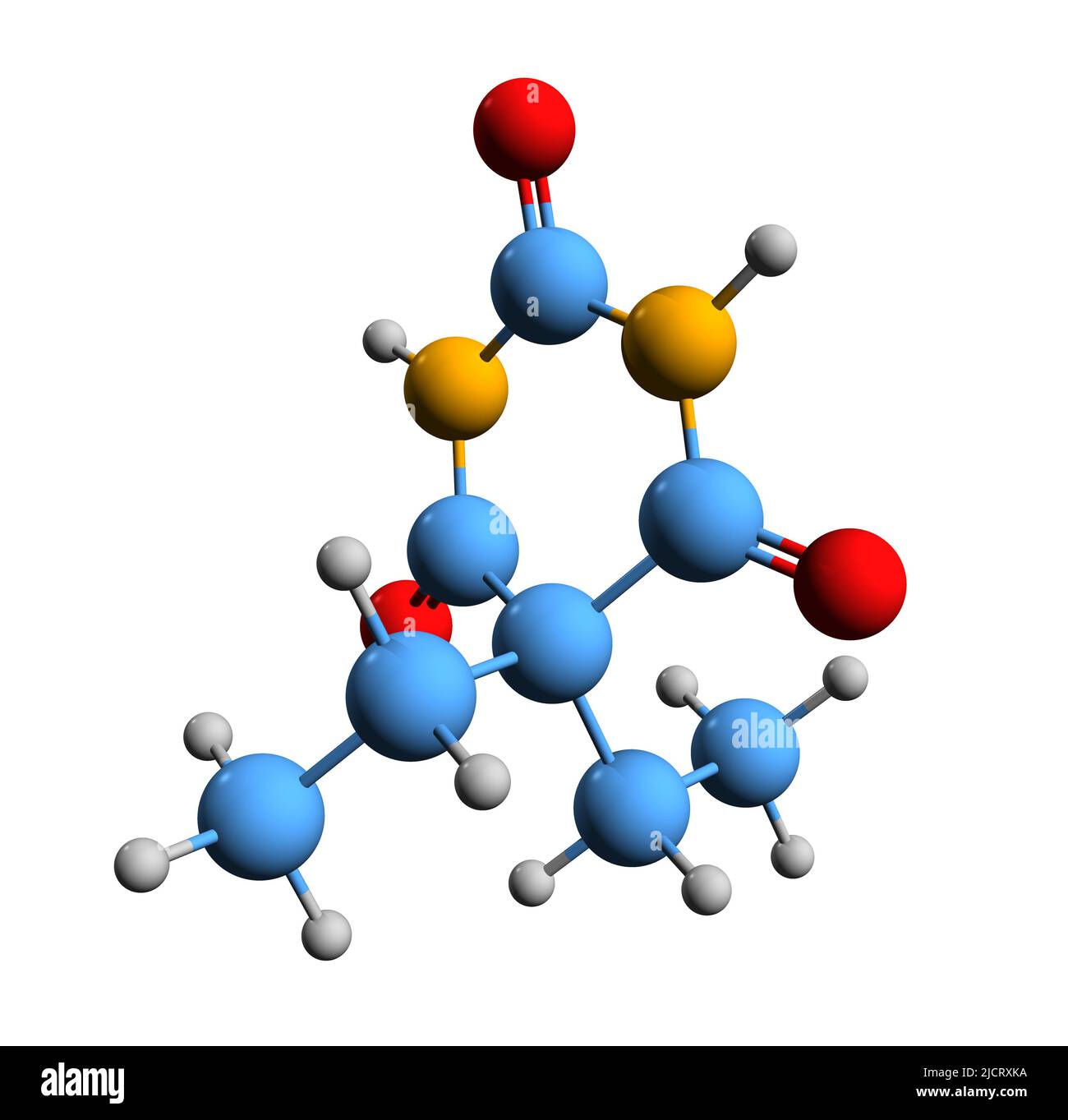 3D image of barbital skeletal formula - molecular chemical structure of ...