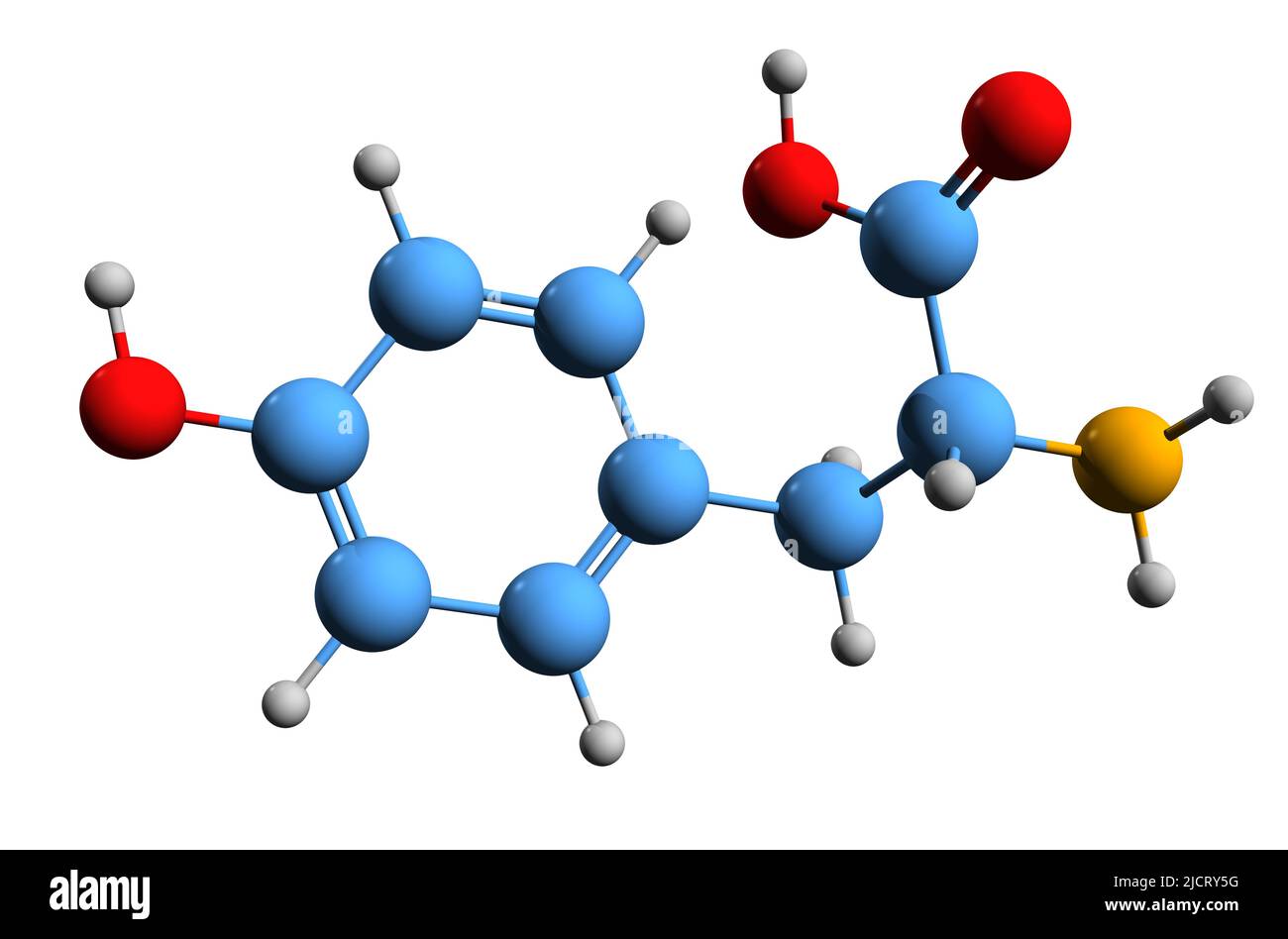 3D image of tyrosine skeletal formula - molecular chemical structure of ...