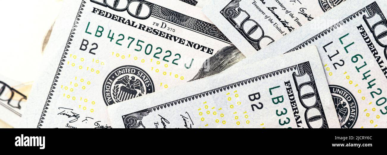 American paper dollar bills background. Hundred dollar banknotes ...