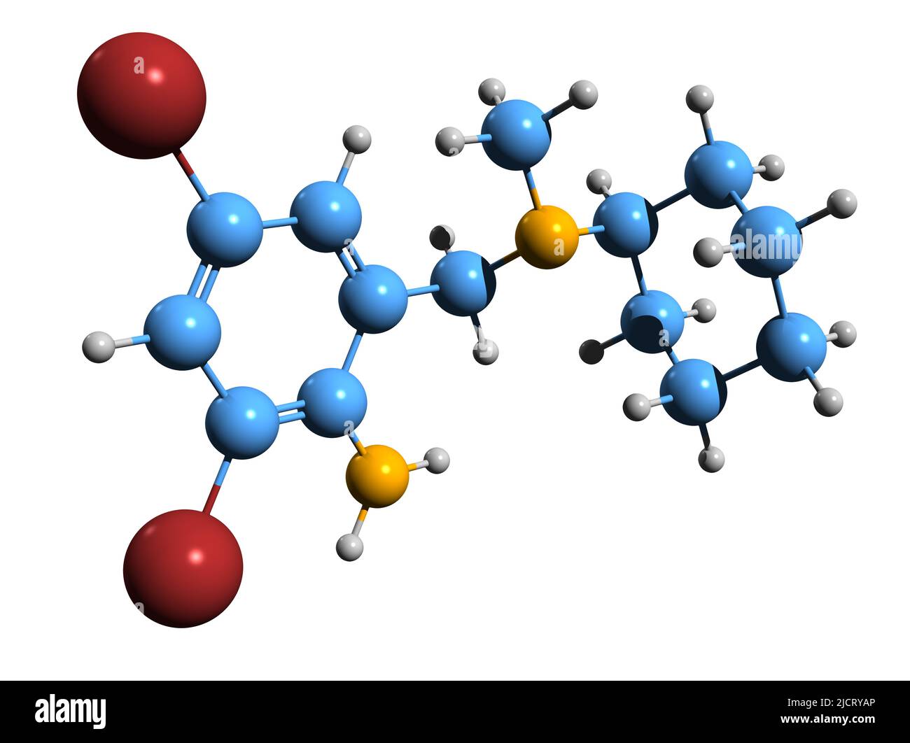 3D image of bromhexine skeletal formula - molecular chemical structure ...