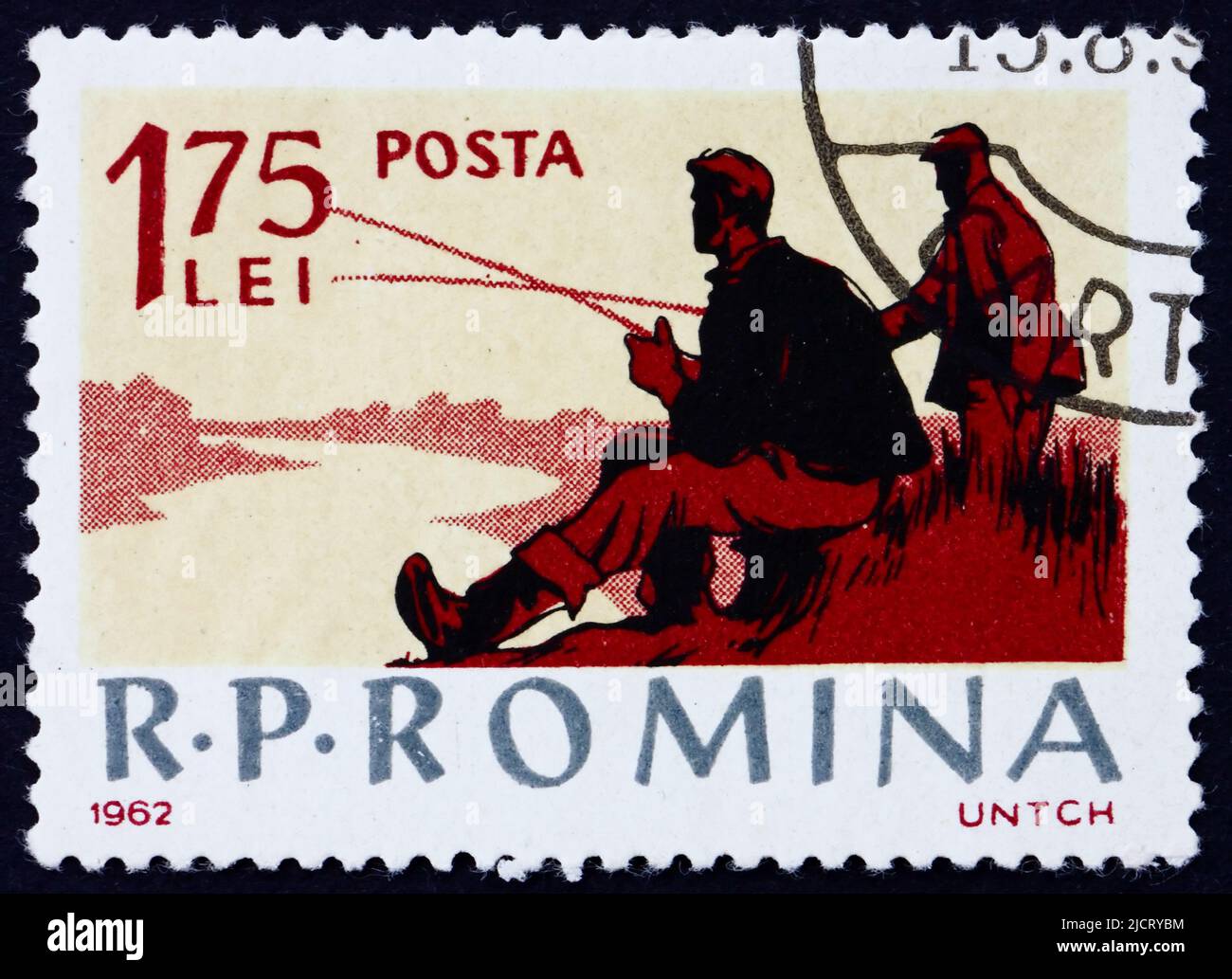 ROMANIA - CIRCA 1962: a stamp printed in the Romania shows Fishing ...