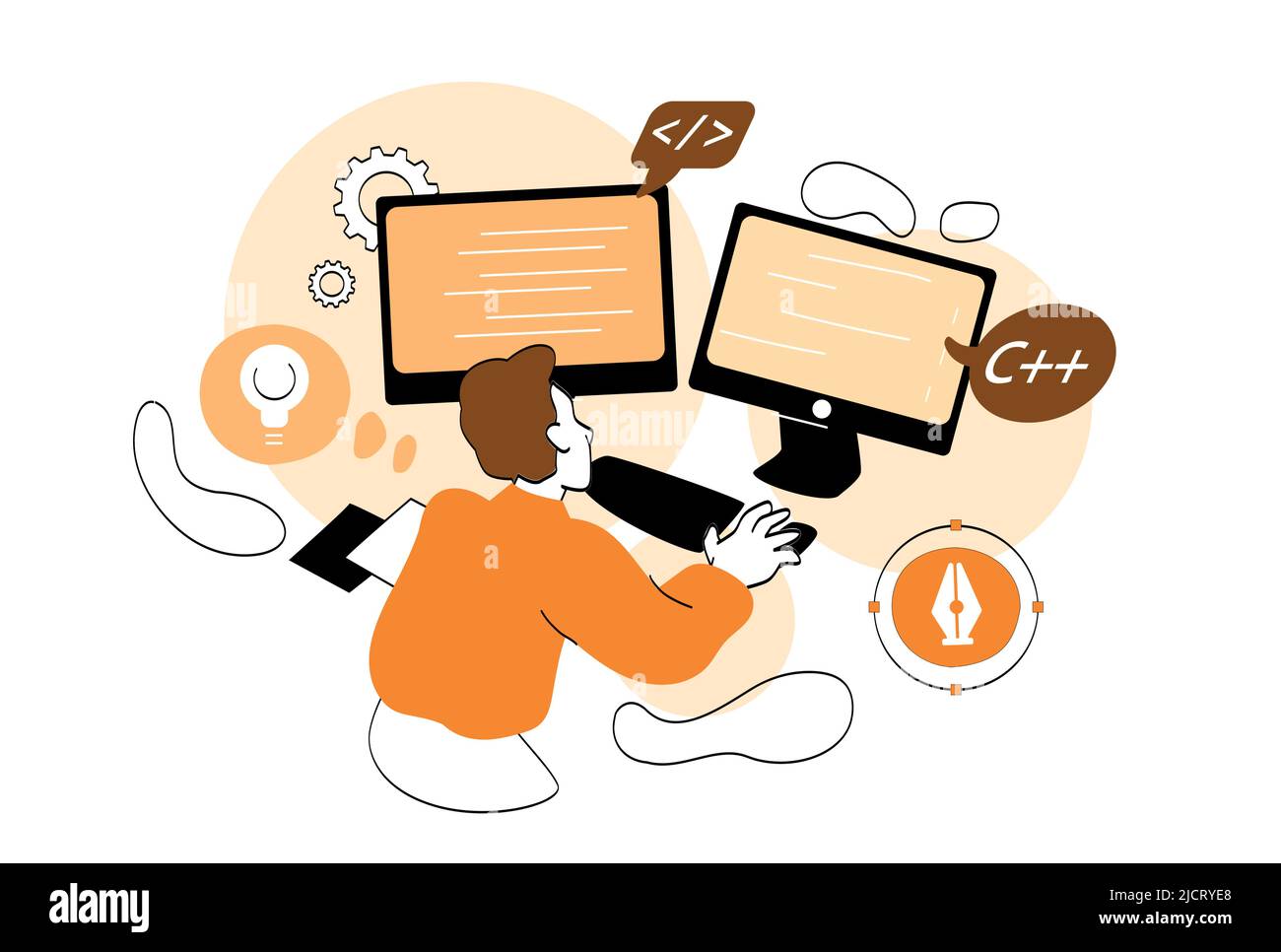 Programmer at computer Stock Vector Image & Art - Alamy