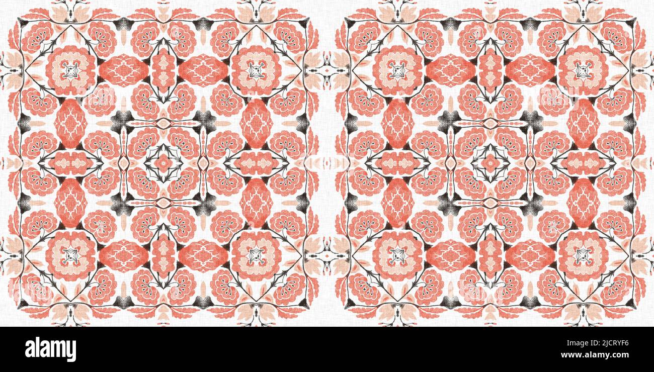 Modern boho geometric floral quilt style seamless border pattern ...