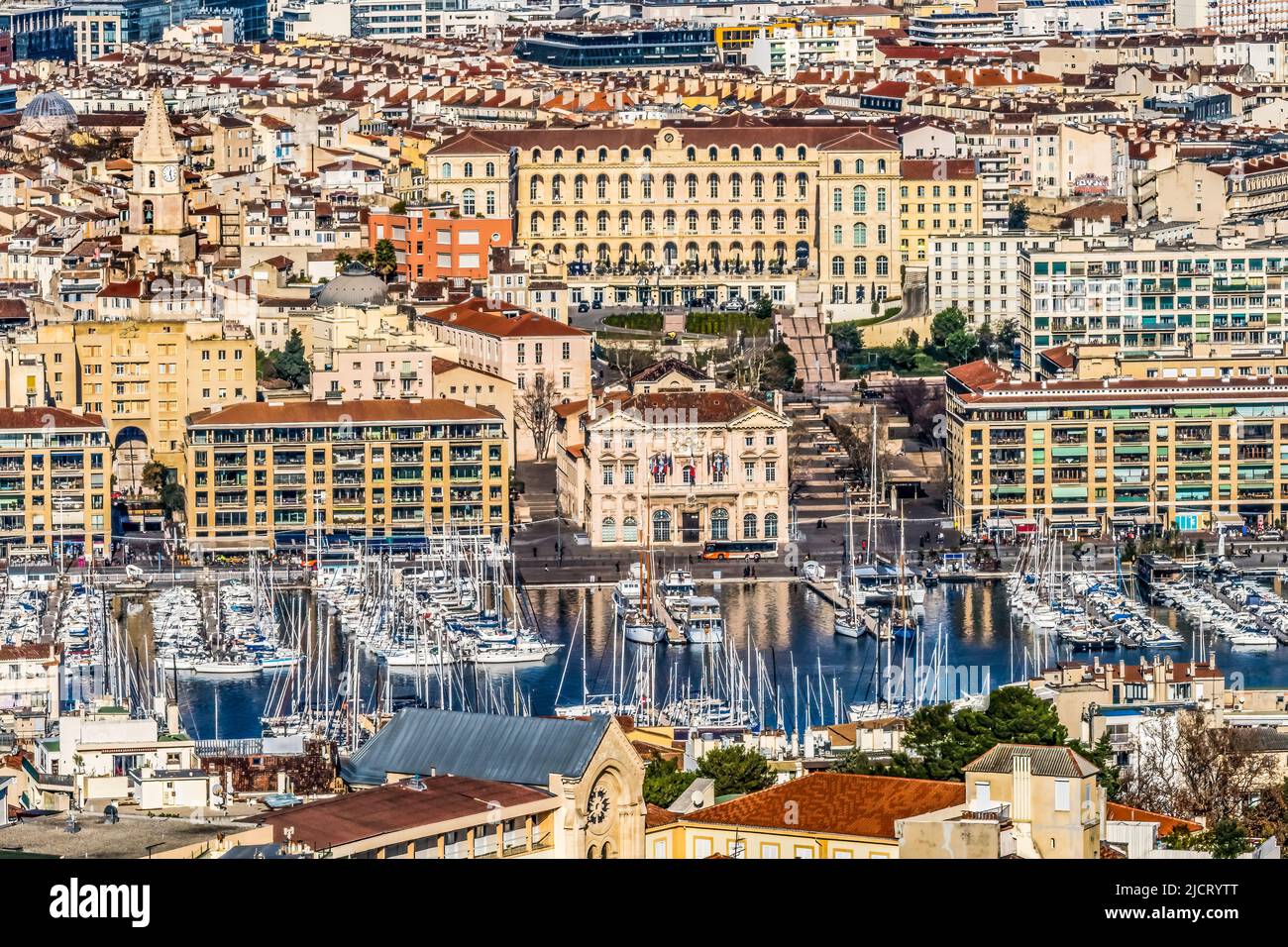 Hotel de Ville Town Hall Marseille Cityscape Overview Harbor Sailboats ...