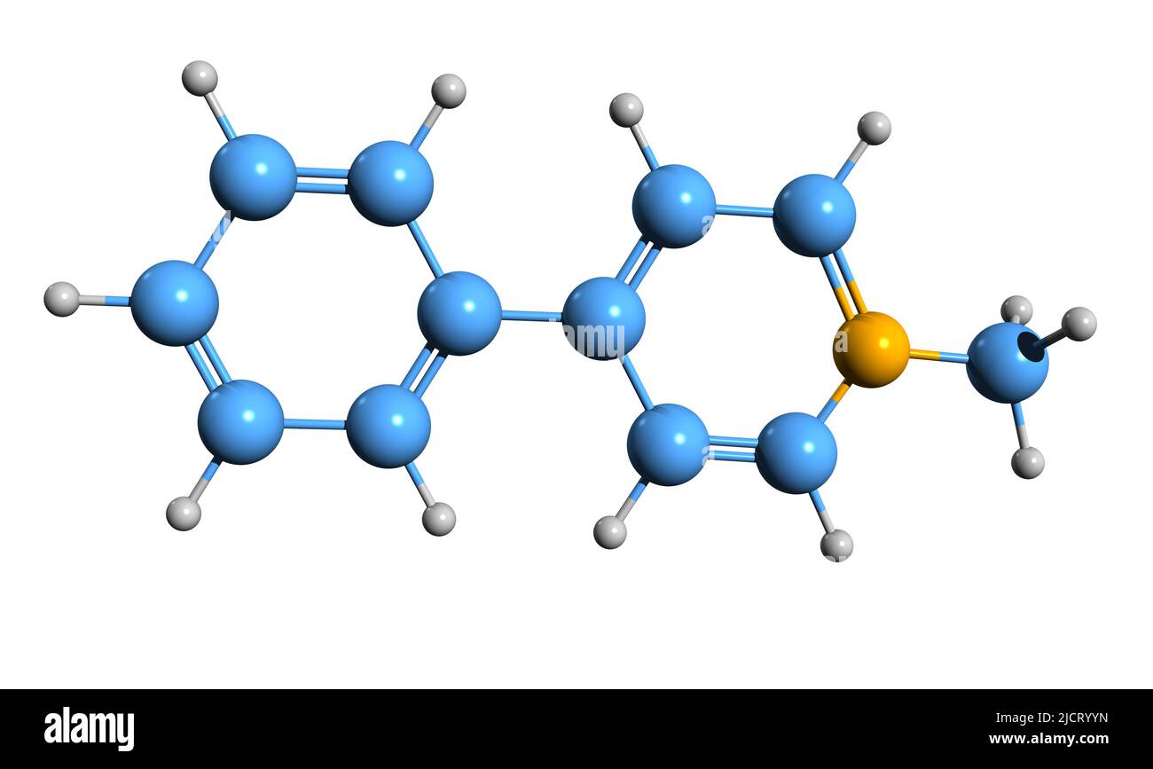 3D image of 1-methyl-4-phenylpyridinium skeletal formula - molecular ...