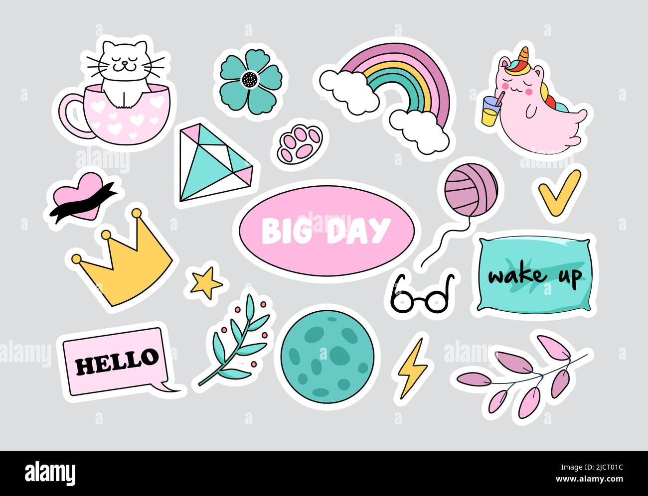 Set of stickers for girls Stock Vector Image & Art - Alamy