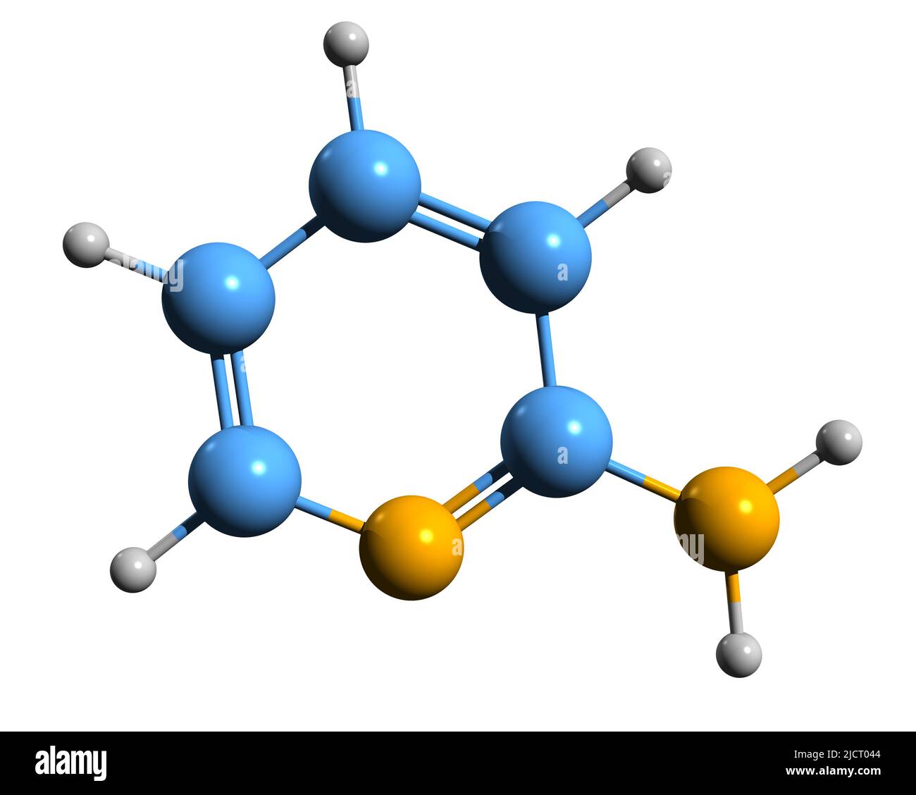 3D image of 2-Aminopyridine skeletal formula - molecular chemical ...