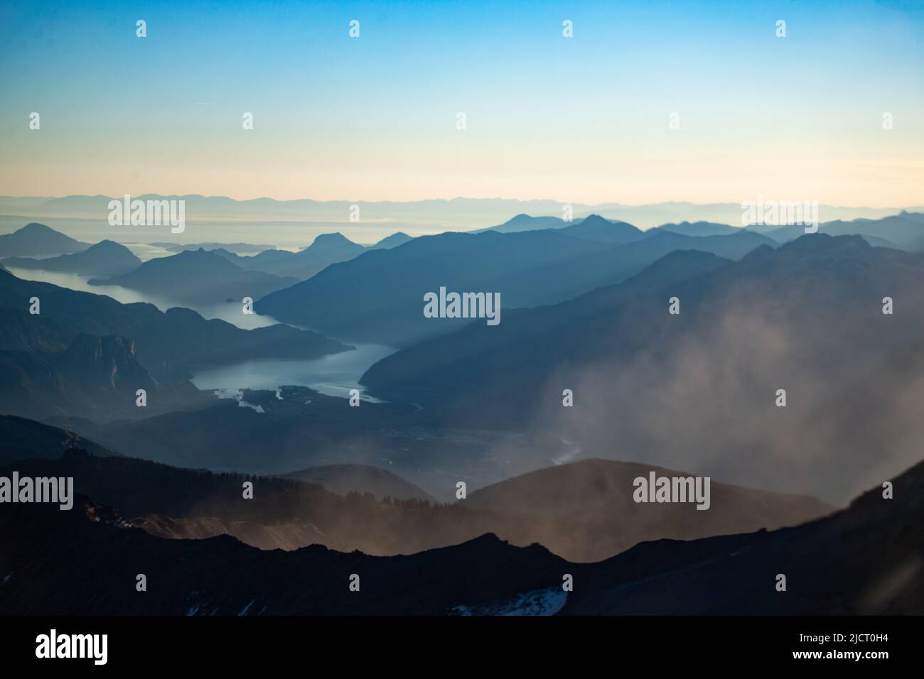 Squamish and Howe Sound Looking South At Sunset Stock Photo - Alamy