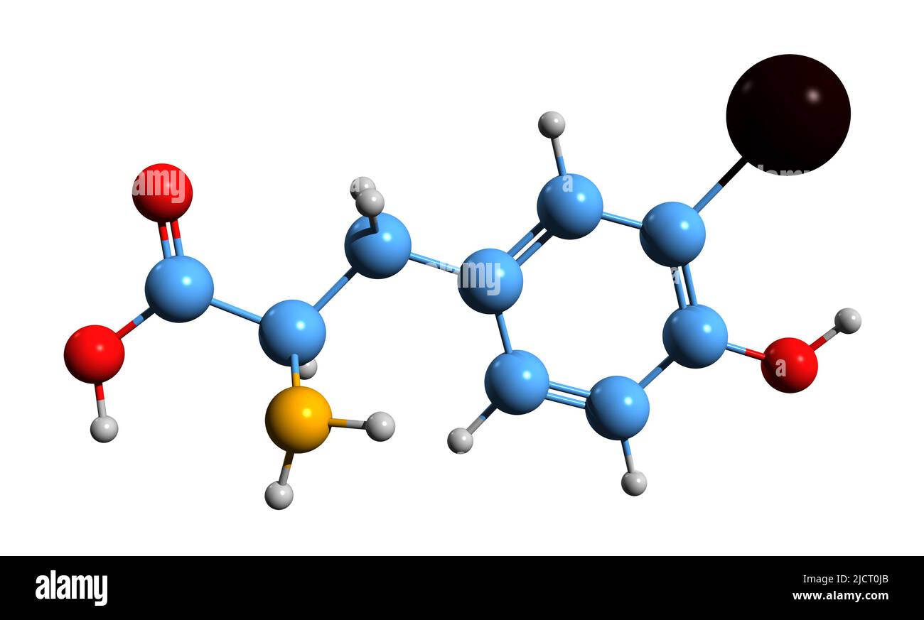 3D image of 3-Iodotyrosine skeletal formula - molecular chemical ...