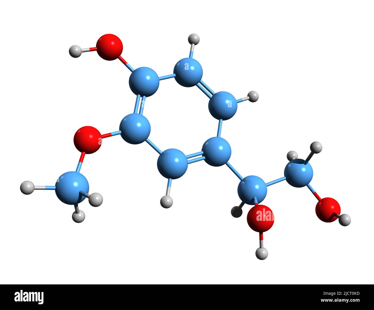 3D image of 3-Methoxy-4-hydroxyphenylglycol skeletal formula ...