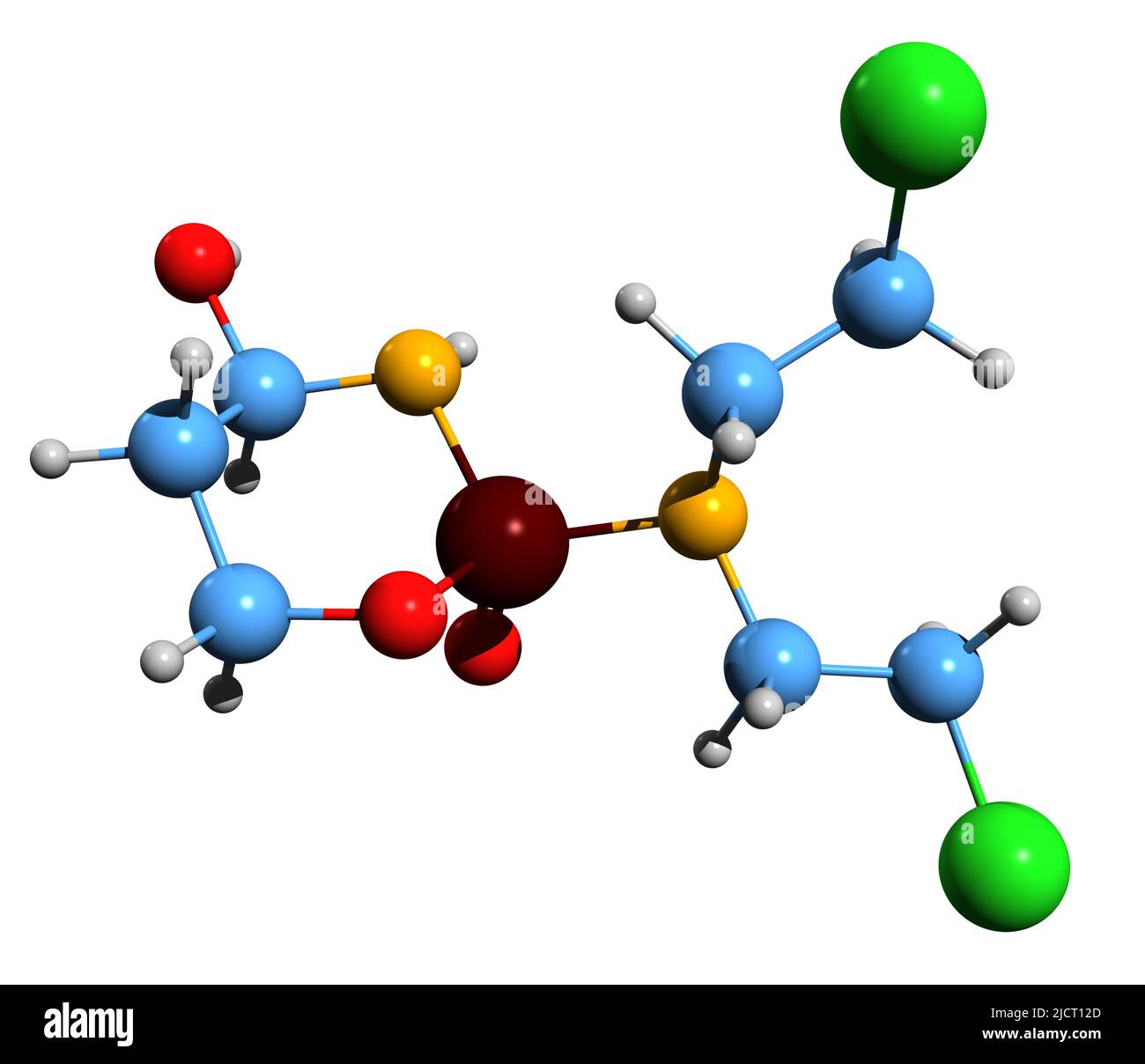 3D image of 4-Hydroxycyclophosphamide skeletal formula - molecular ...