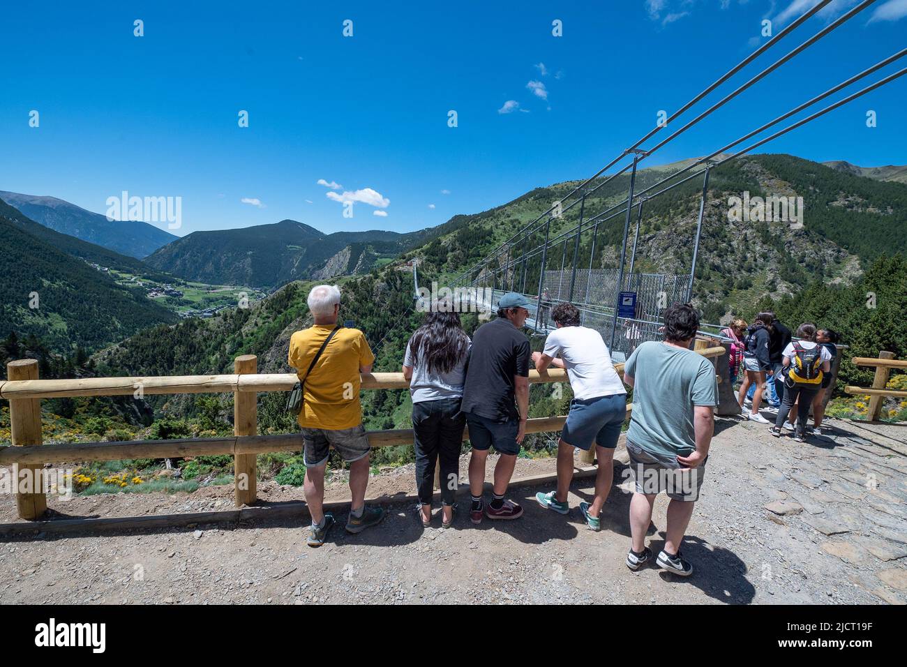 Canillo, Andorra. 2022 June 9. People walking on the longest Tibetan ...