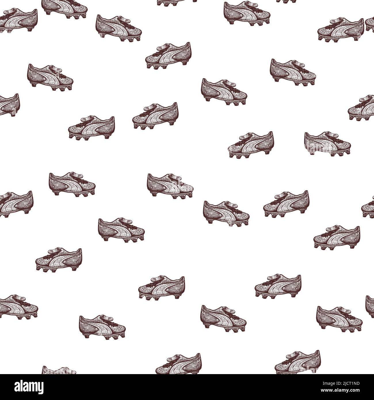 Football boots engraving seamless pattern. Vintage background sport ...