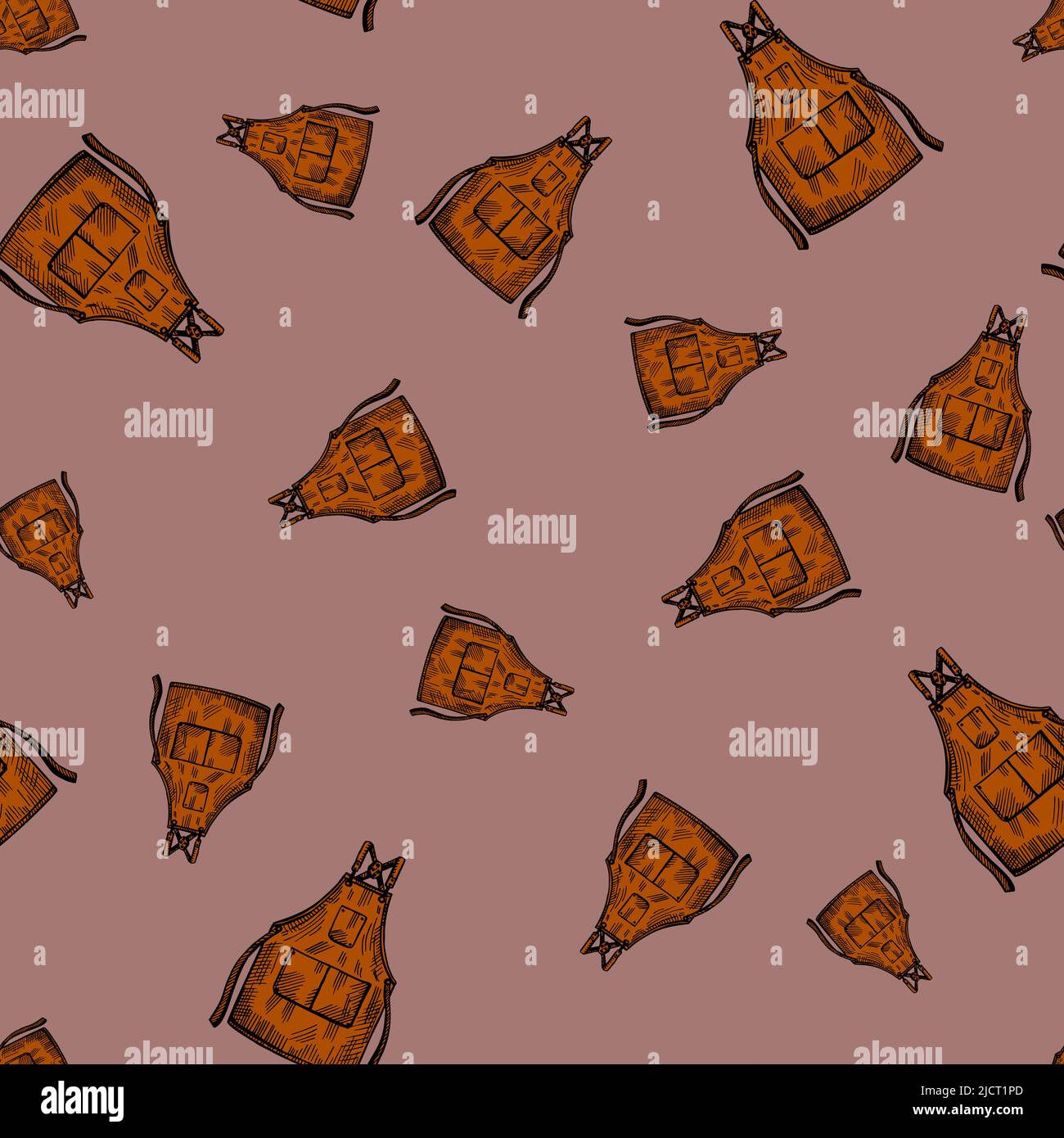 Aprons engraved seamless pattern. Vintage background for kitchen in ...