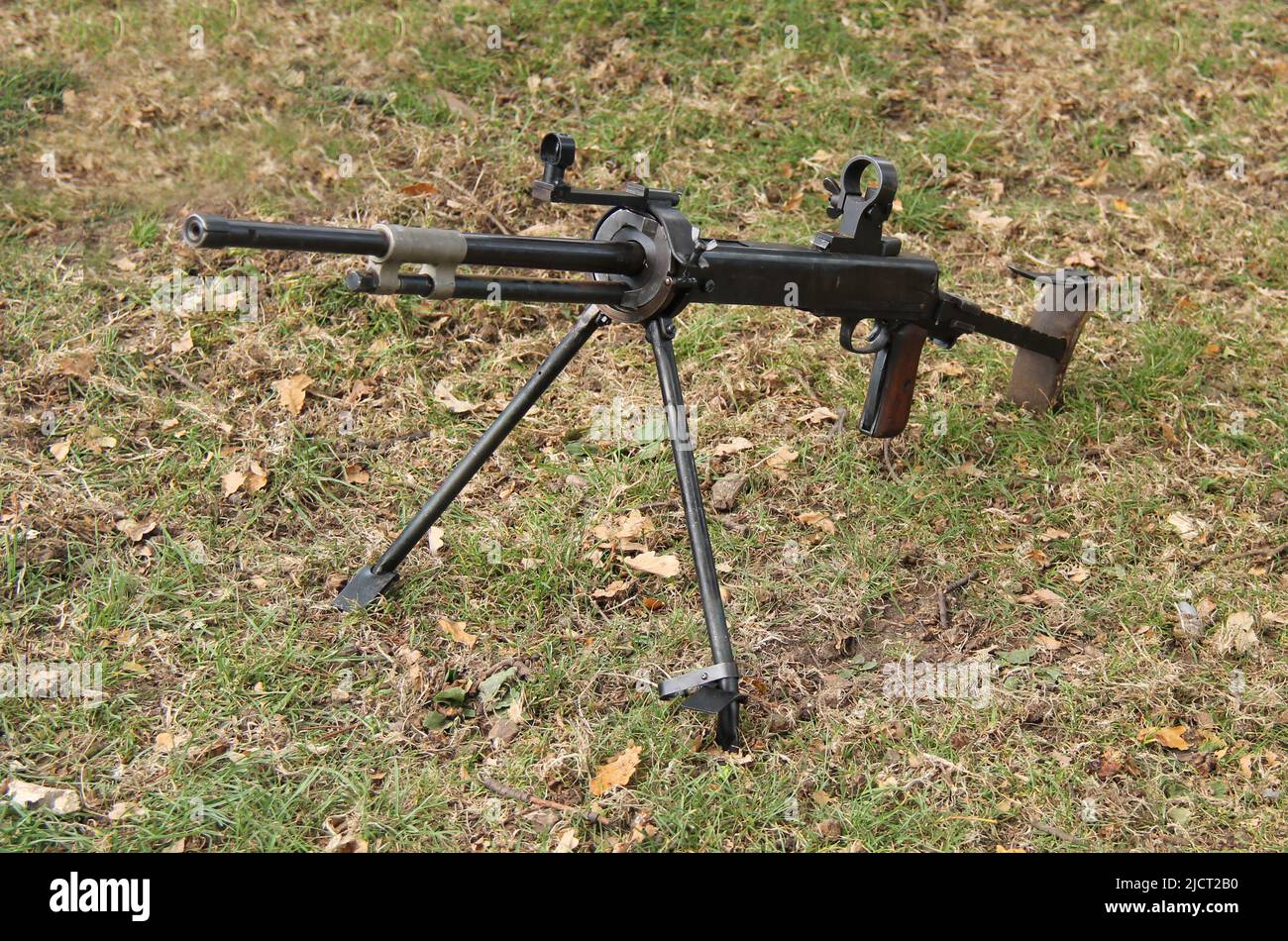 A Vintage Military Army Machine Gun on a Support Stand Stock Photo - Alamy