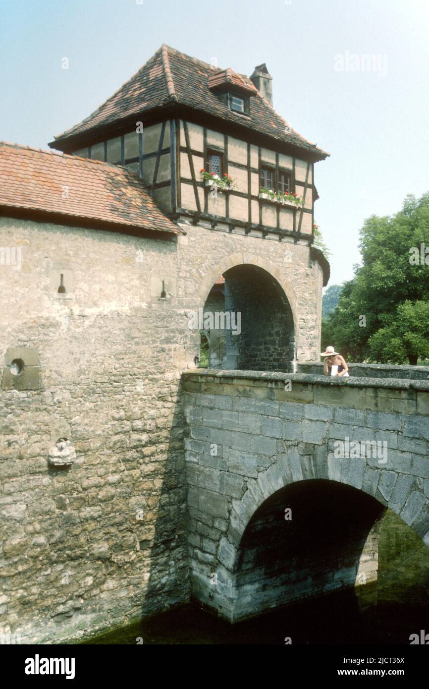 Roeder Gate bastion in 1982, Rothenburg ob der Tauber, Bavaria, Germany ...