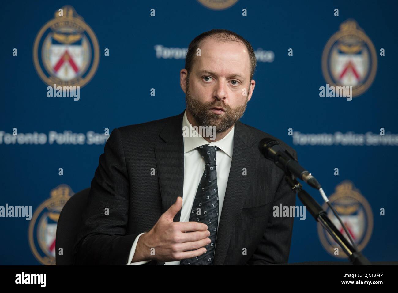 Colin Stairs of the Toronto Police Service speaks during a press ...