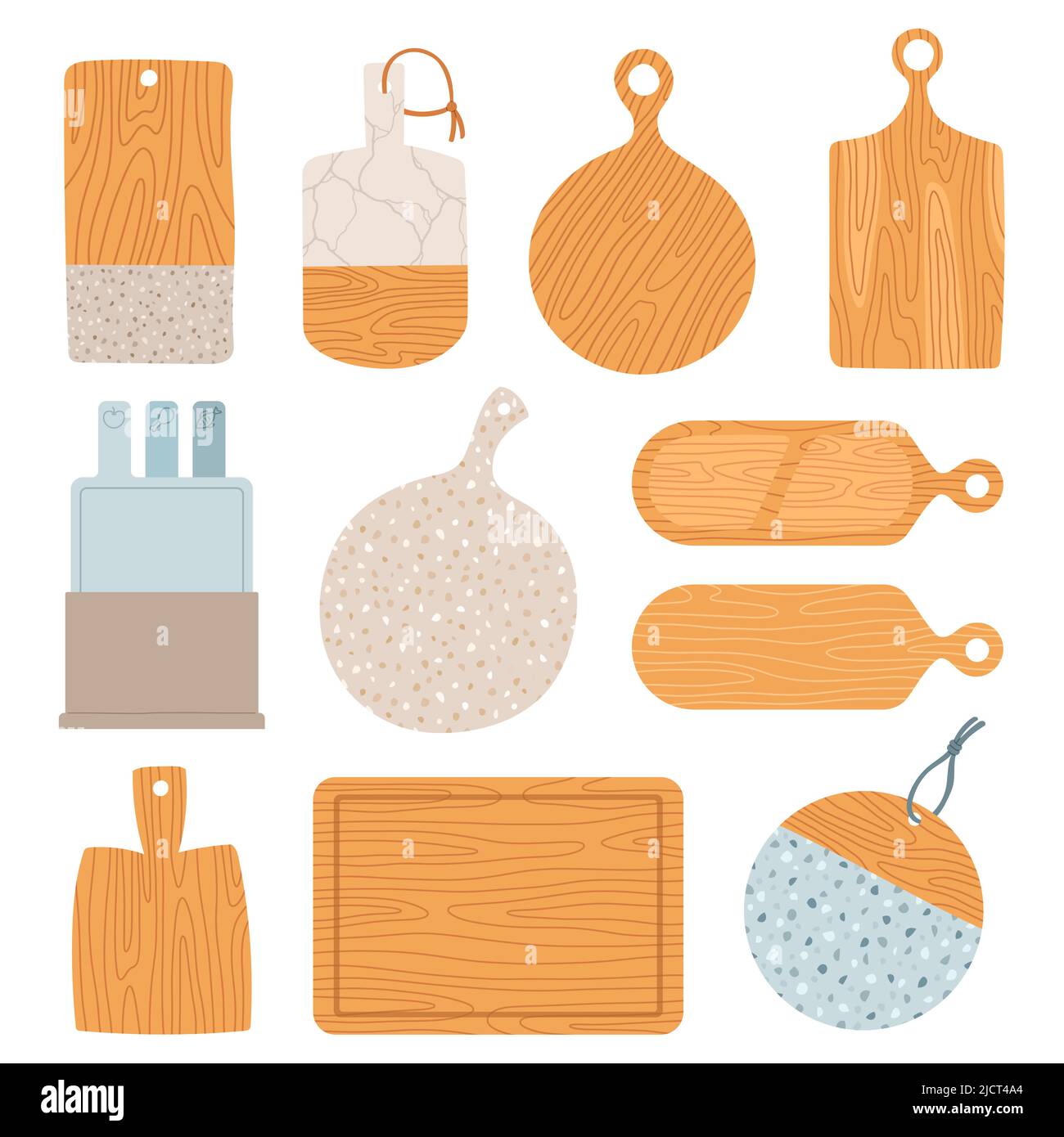 Wooden cutting boards set flat design vector Stock Vector Image & Art ...