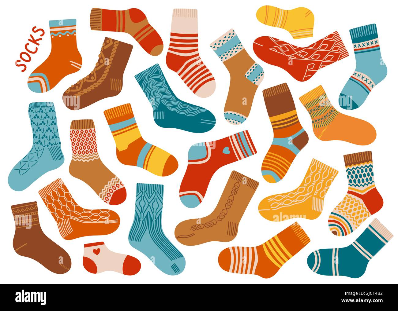 Socks set flat design autumn vector illustration Stock Vector Image ...