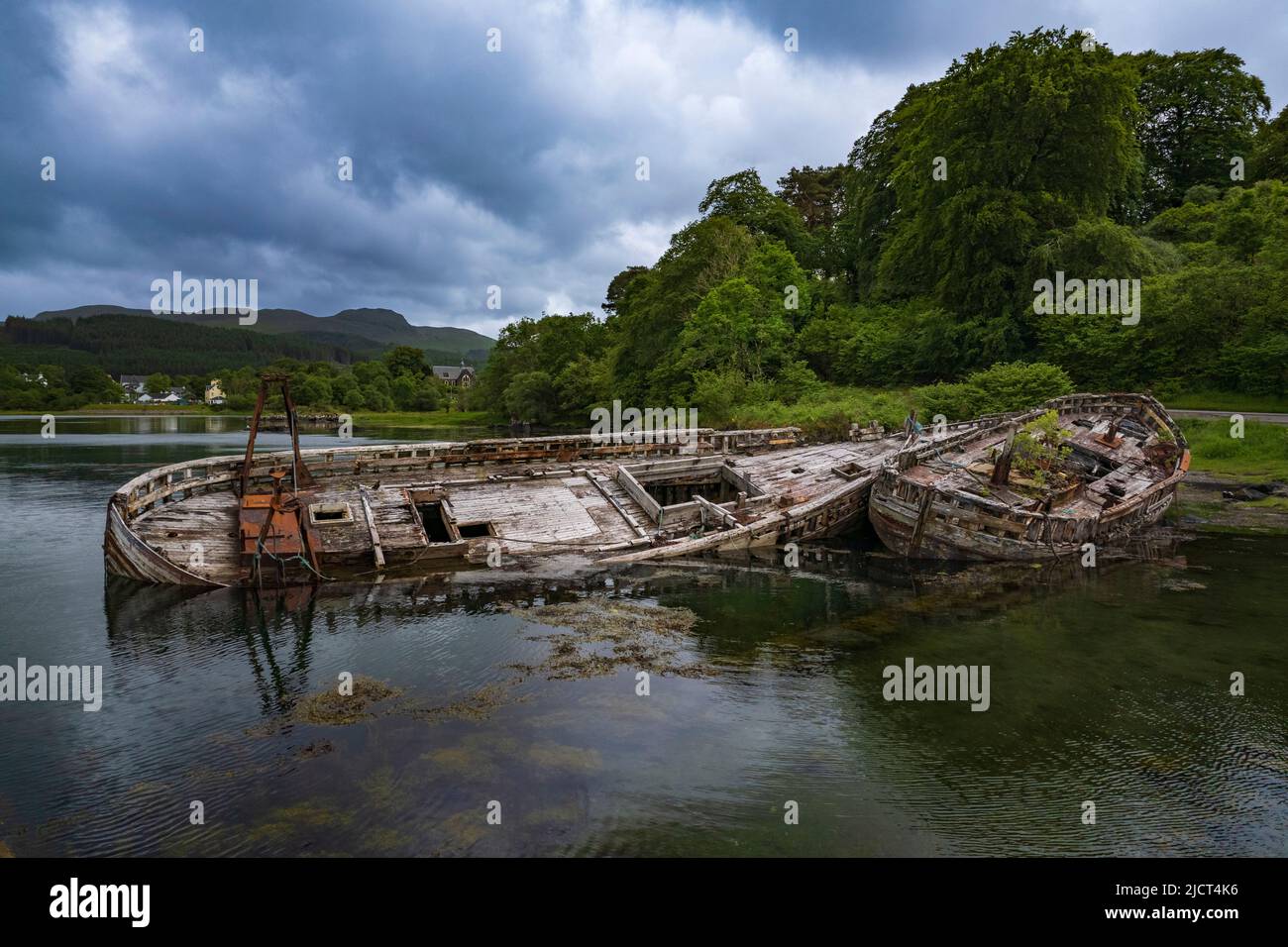 Salen, Isle of Mull, Scotland - Derelict wooden fishing boats abandoned ...
