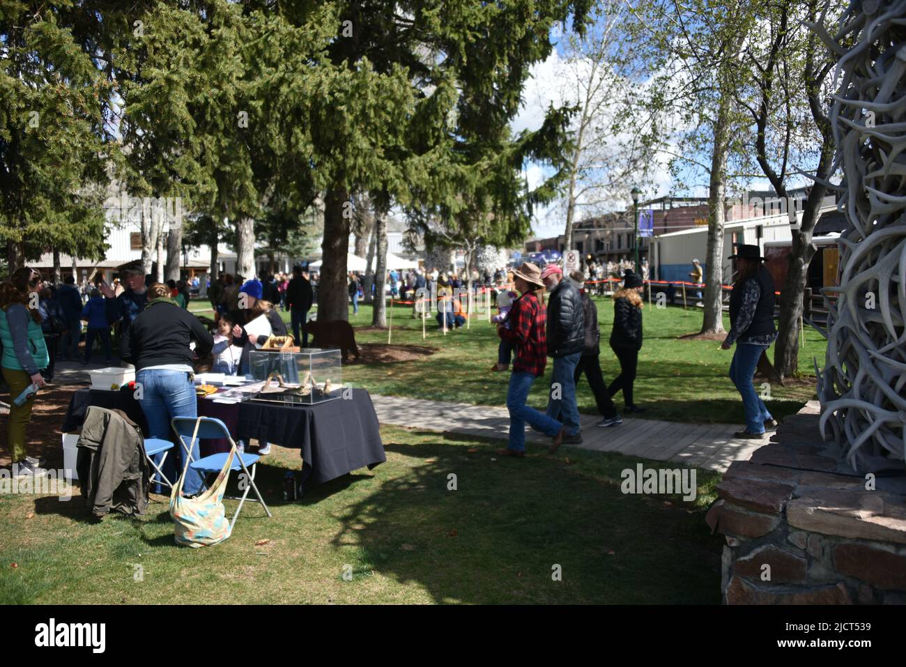 Jackson WY USA 5/21/2022. Jackson WY town center. Gateway to the Teton ...