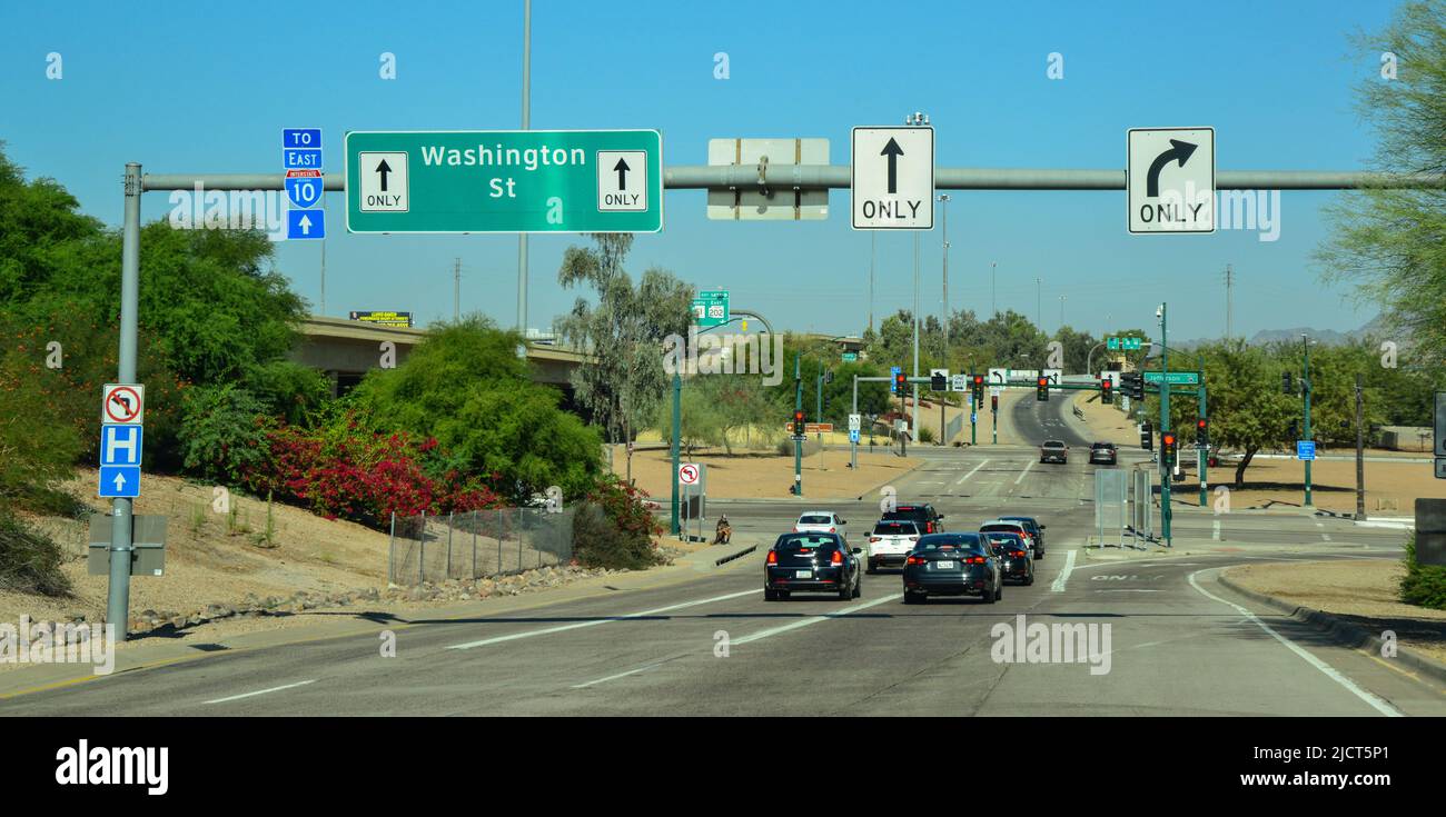 USA, PHENIX, ARIZONA- NOVEMBER 17, 2019: Traffic Signs and Road Signs ...