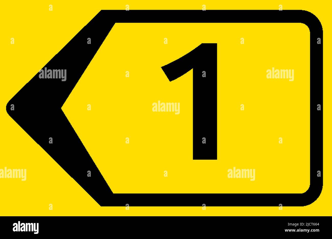 Yellow sign in arrow shape used in the Netherlands for deviation Stock ...
