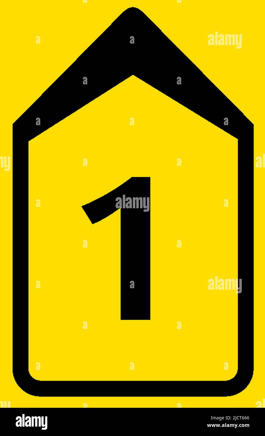Yellow sign in arrow shape used in the Netherlands for deviation Stock ...