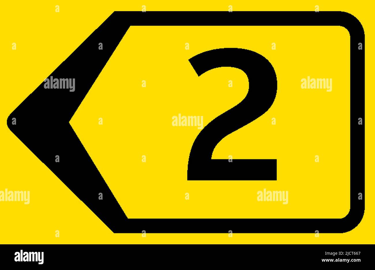 Yellow sign in arrow shape used in the Netherlands for deviation Stock ...