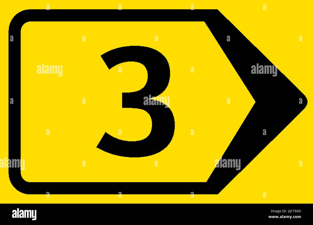 Yellow sign in arrow shape used in the Netherlands for deviation Stock ...