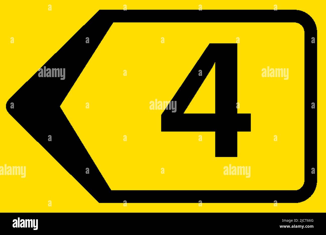 Yellow sign in arrow shape used in the Netherlands for deviation Stock ...