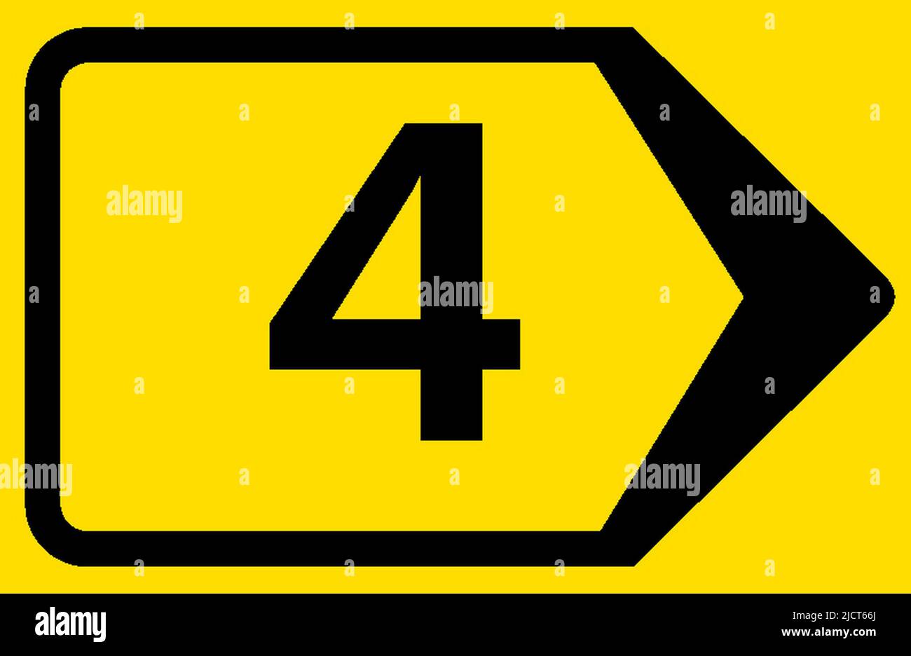 Yellow sign in arrow shape used in the Netherlands for deviation Stock ...