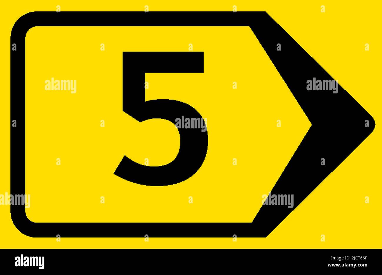 Yellow sign in arrow shape used in the Netherlands for deviation Stock ...