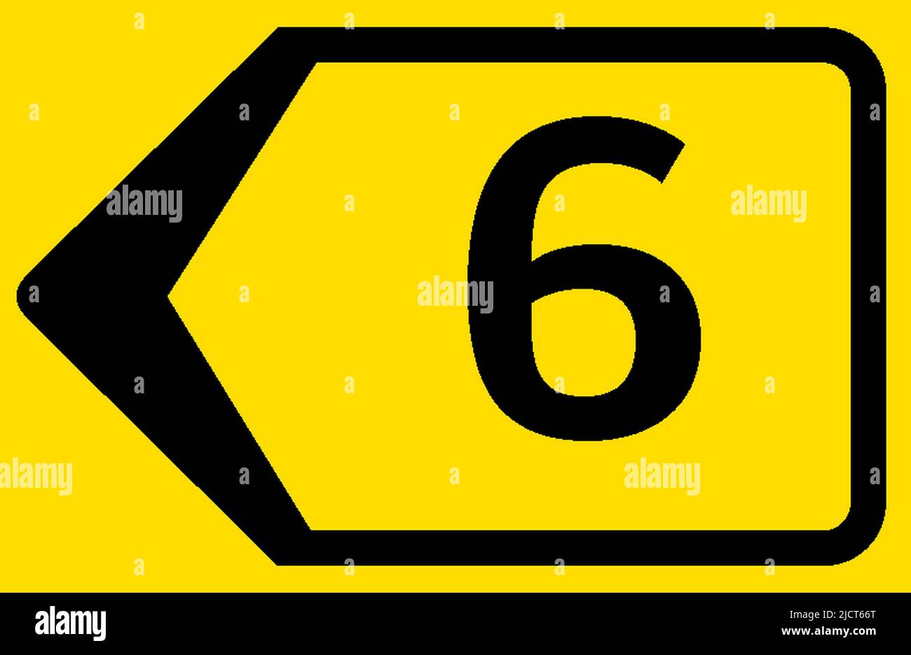 Yellow sign in arrow shape used in the Netherlands for deviation Stock ...