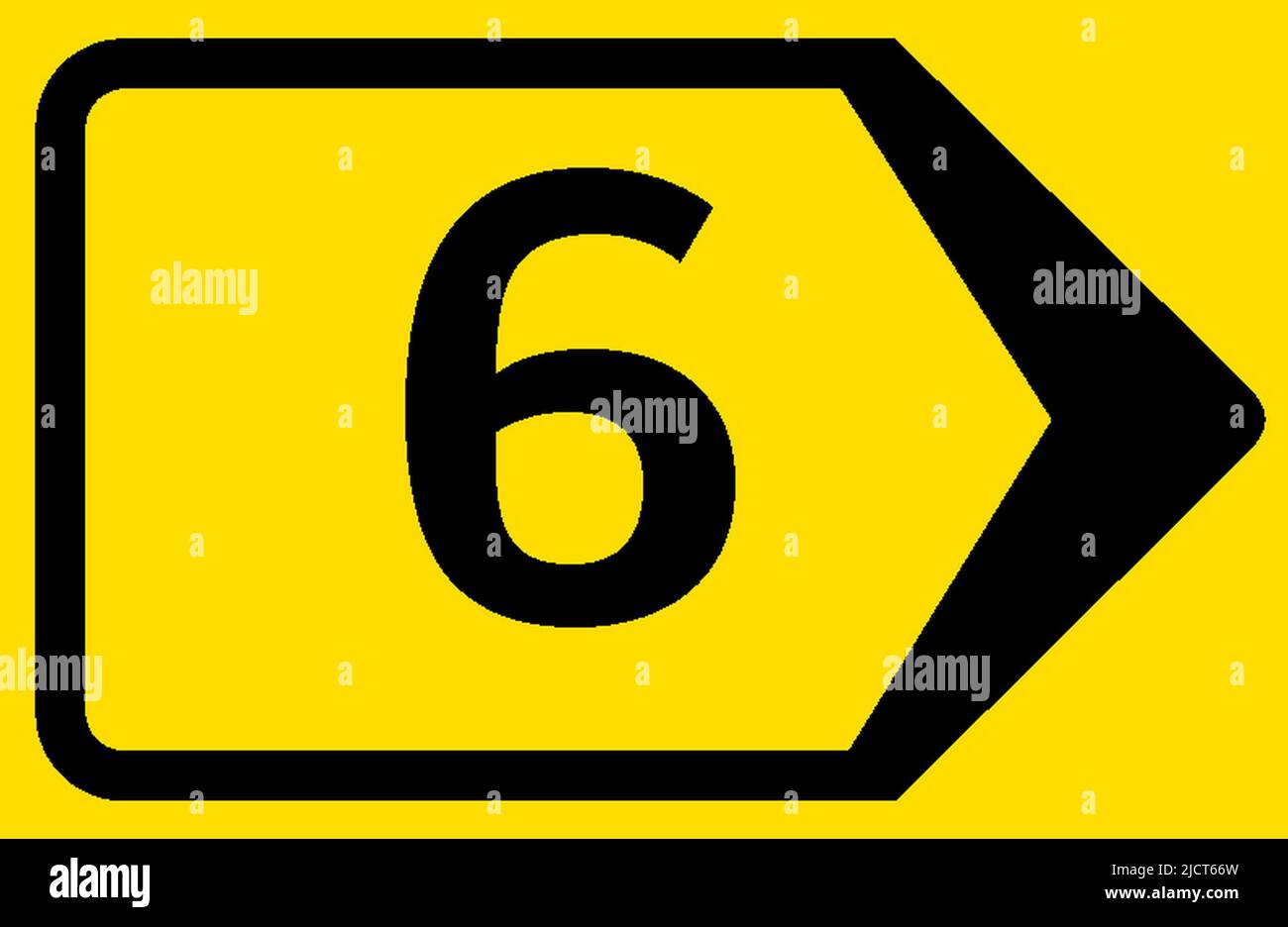 Yellow sign in arrow shape used in the Netherlands for deviation Stock ...