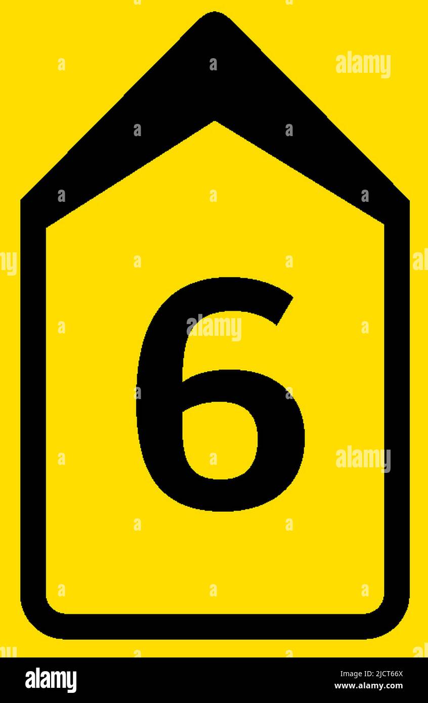 Yellow sign in arrow shape used in the Netherlands for deviation Stock ...