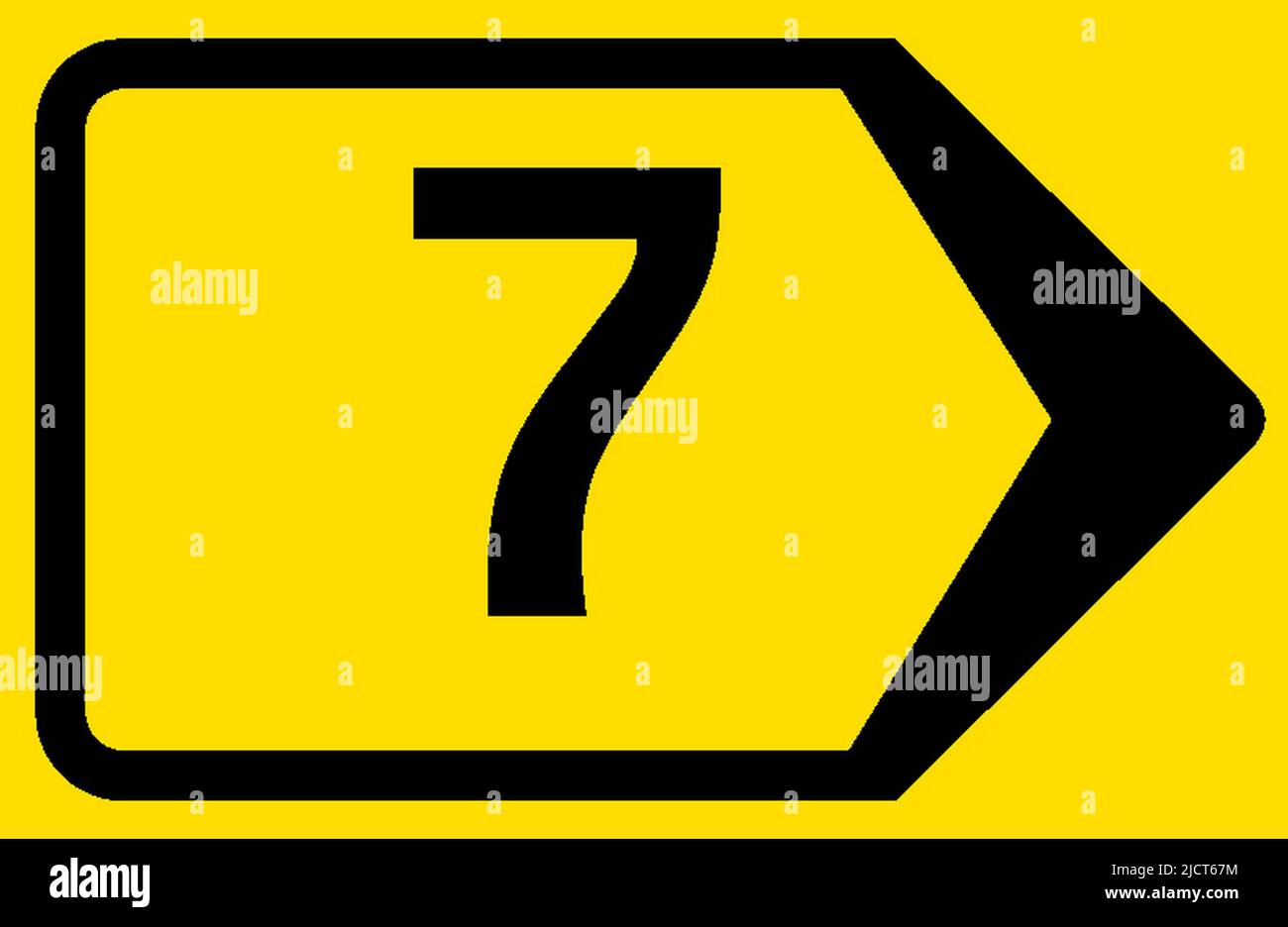 Yellow sign in arrow shape used in the Netherlands for deviation Stock ...