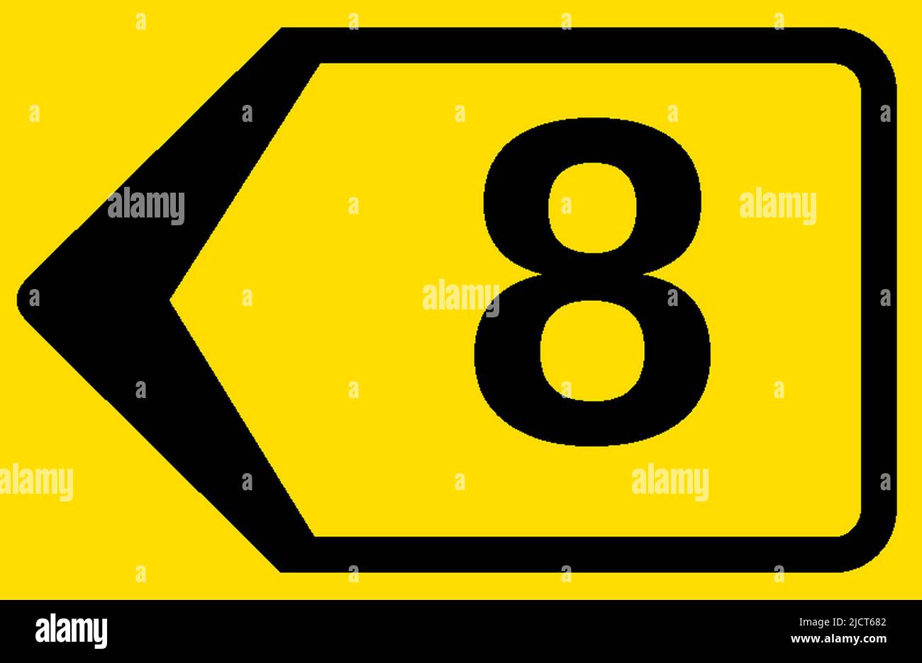 Yellow sign in arrow shape used in the Netherlands for deviation Stock ...