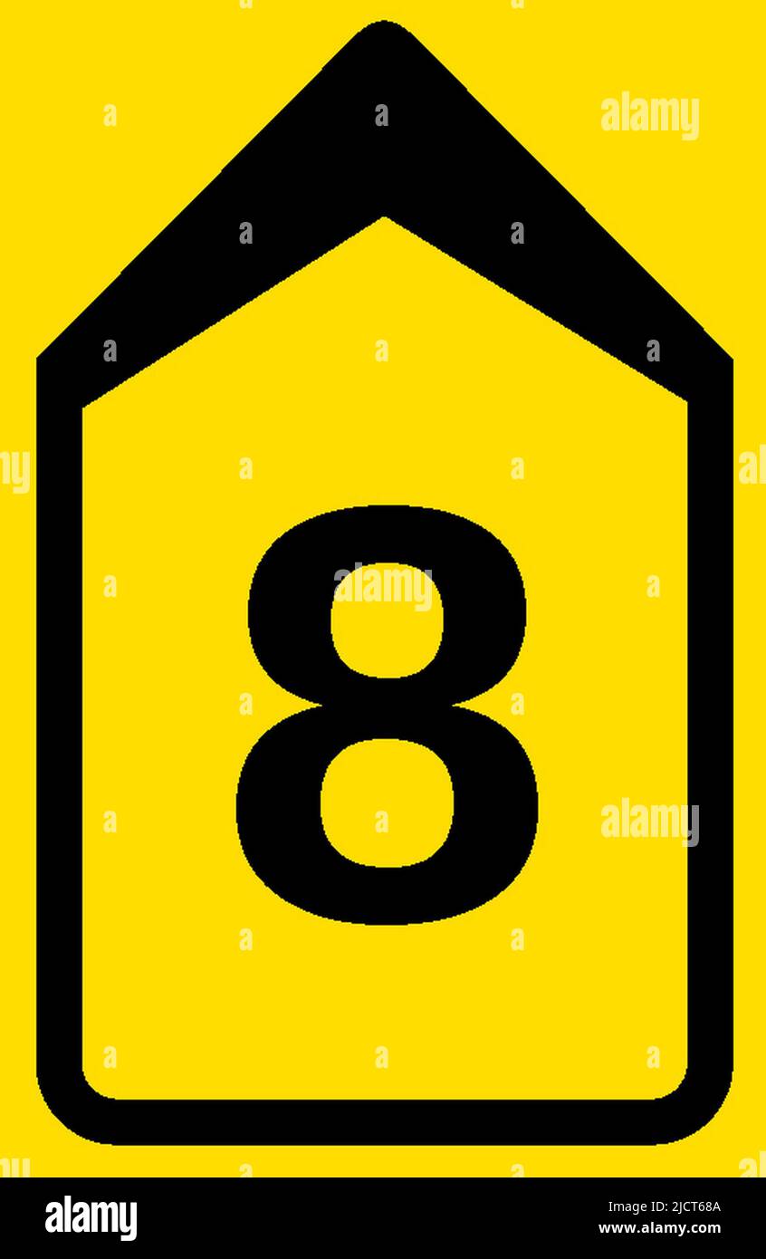 Yellow sign in arrow shape used in the Netherlands for deviation Stock ...