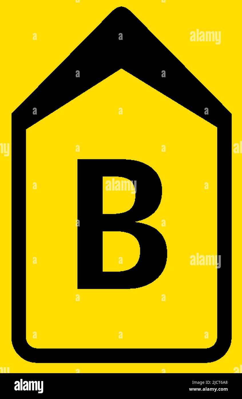 Yellow sign in arrow shape used in the Netherlands for deviation Stock ...