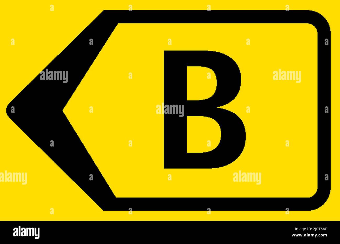 Yellow sign in arrow shape used in the Netherlands for deviation Stock ...