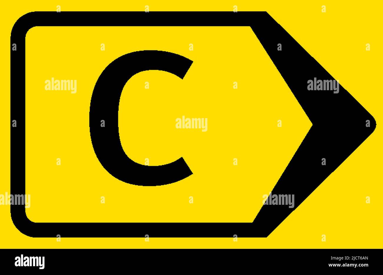Yellow sign in arrow shape used in the Netherlands for deviation Stock ...