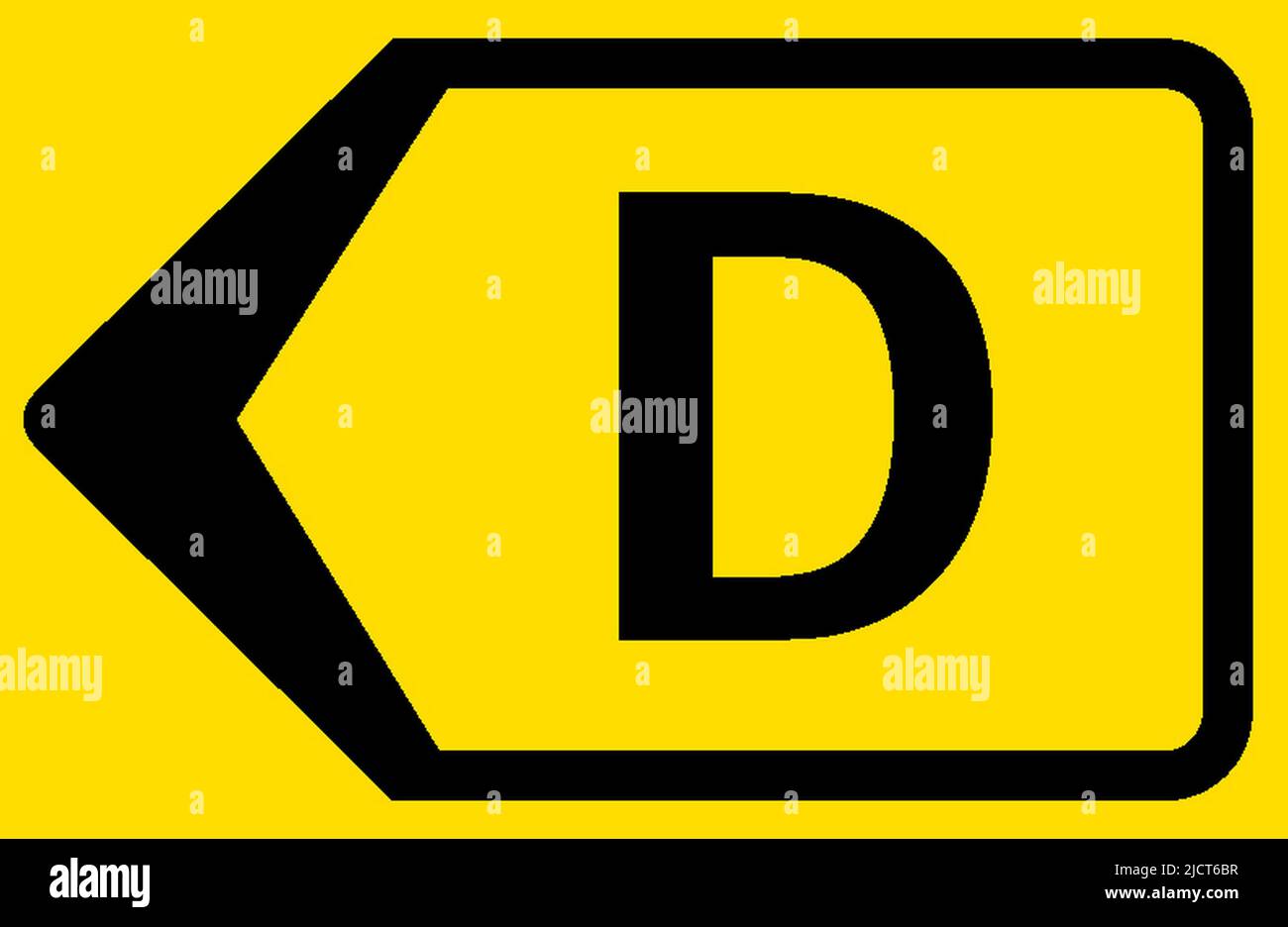 Yellow sign in arrow shape used in the Netherlands for deviation Stock ...