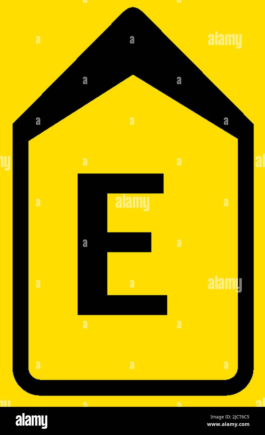 Yellow sign in arrow shape used in the Netherlands for deviation Stock ...